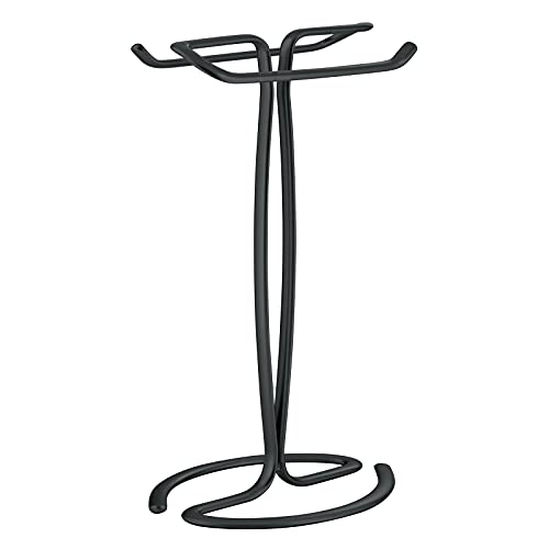 mDesign Metal Countertop Hand Towel Holder - Double-Sided Stand for Bathroom and Vanity Hand Towels and Small Guest Towels - Counter Towel Holder for Bathroom - Spira Collection, 2 Pack, Black
