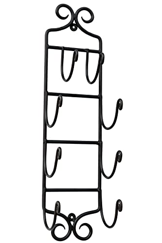 Towel Rack Wall Mounted, Bathroom Decor, Metal Towel & Wine Rack Holder, Storage Shelf for Bath Cloths, Small/Large Towels, Yoga Mat, Foam Roller, Washcloths, Hats, Decor (Black) by The Metal Magician