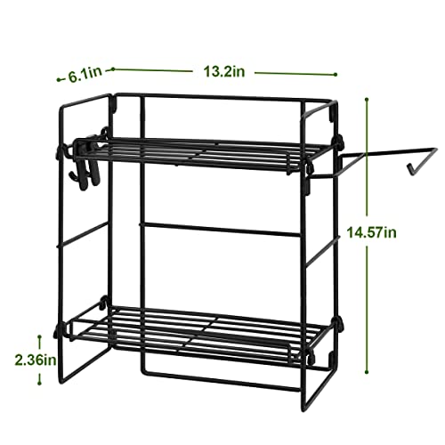 SHINOSKE Over The Toilet Storage, 2 Tier Bathroom Organizer Shelves Over Toilet and Wall Mounted Design, No Drilling Needed to Save Space, with Hook and Paper Holder(Black)