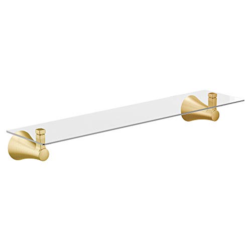 Moen YB0390BG Flara Collection 21-Inch Wide Glass Bathroom Vanity Shelf, Brushed Gold