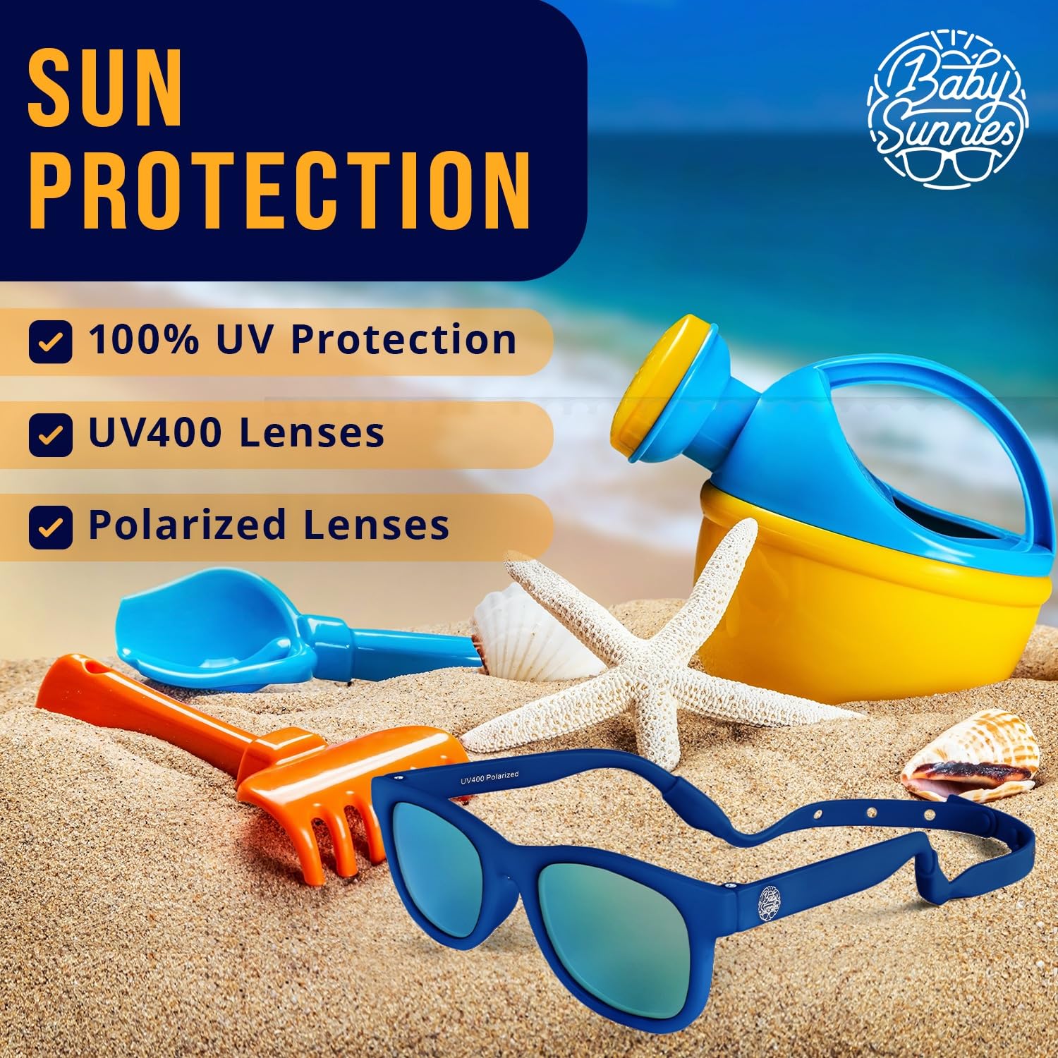 Polarized Baby Sunglasses With Strap - Unbreakable Flexible Infant Sunglasses For Toddlers Newborns 0-24 Months