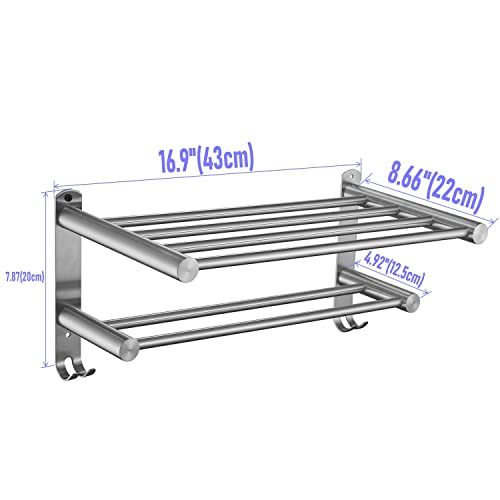 Leekayer Bathroom Towel Rack Double Layer, Brushed Nickel 40cm Stainless Steel Bathroom Towel Rack Wall Screw Installation 15.74 inches