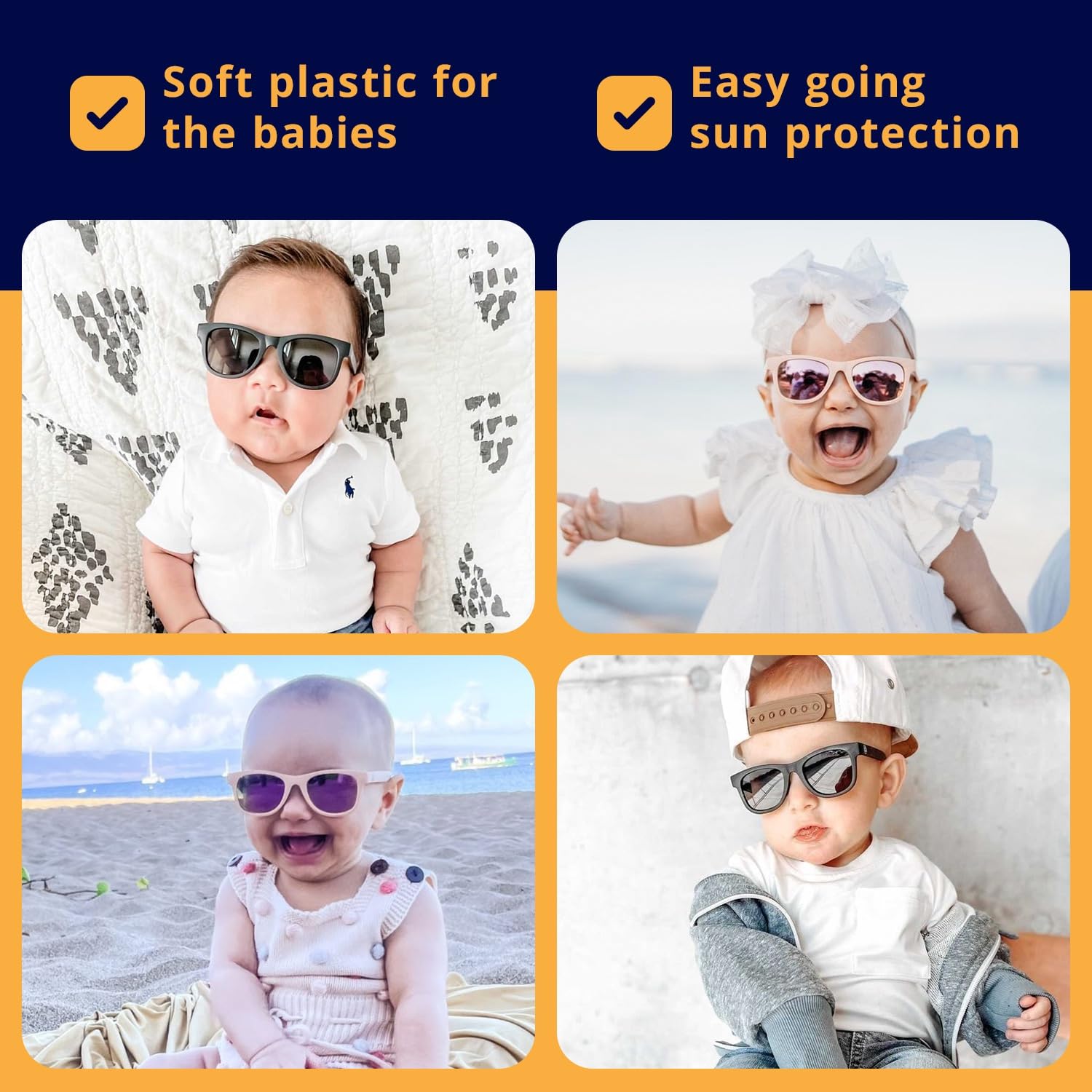 Polarized Baby Sunglasses With Strap - Unbreakable Flexible Infant Sunglasses For Toddlers Newborns 0-24 Months