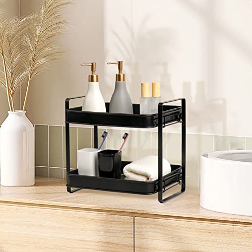 Bathroom Counter Organizer,Goporcelain 2 Tier Perfume Organizer Cosmetic Makeup Organizer for Vanity Kitchen Bathroom Organizer Countertop Vanity Shelf Tray Sink Storage Skincare Organizer Spice Rack