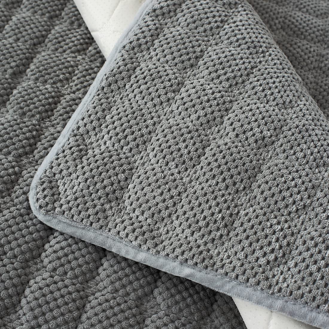 vctops Soft Corduroy Sofa Couch Cover, Plaid Sectional Couch Covers, Non-Slip Sofa Slipcover for Dogs Cats Kids(Light Grey,28"x28")