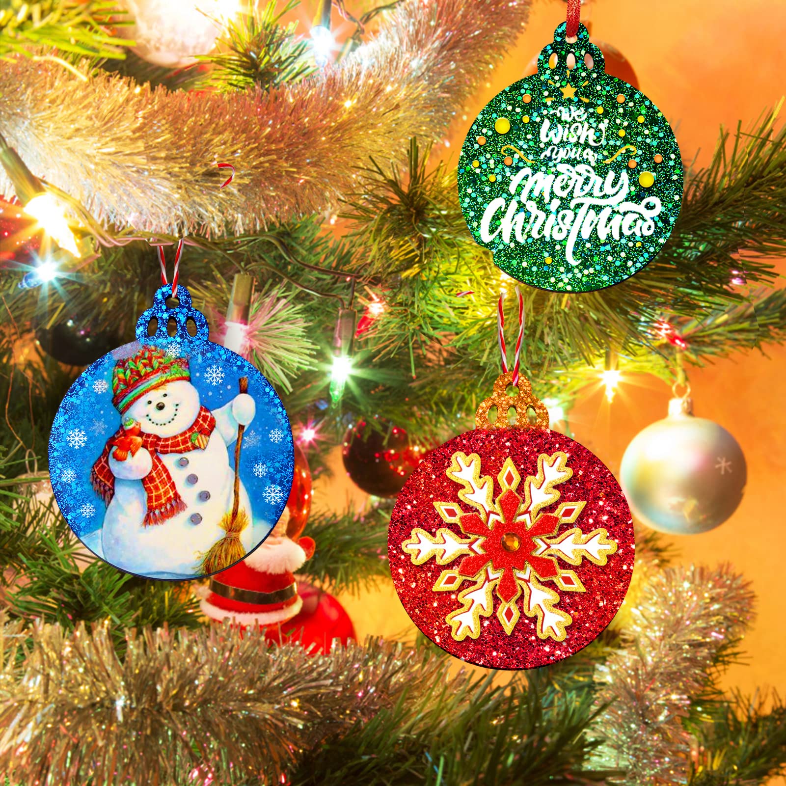 Juome Christmas Resin Molds Silicone, 4 Pcs Christmas Ornaments Round Shape Pendant Epoxy Resin Molds, DIY Crafts Jewelry Keychain Making Christmas Decorations