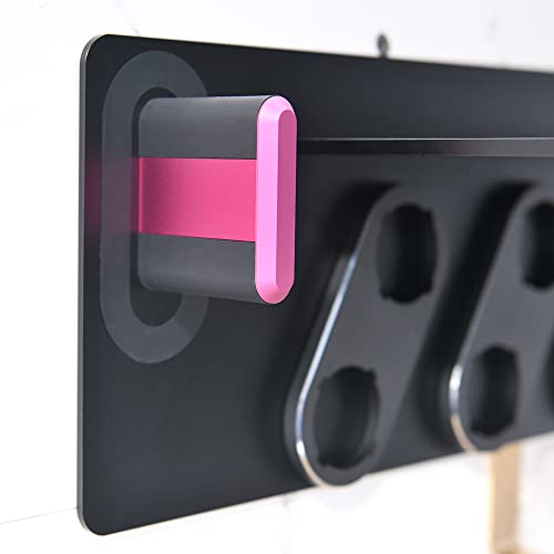 Wall Mount Holder Compatible with Dyson Airwrap Curling Iron Accessories, Metal Accessories Storage Stand Rack with Cord Organizer Hook for Home Bedroom Bathroom Hair Salon (Black)