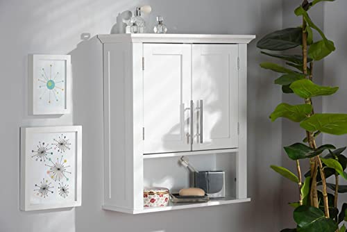 Baxton Studio Turner White Finished Wood 2-Door Bathroom Wall Storage Cabinet