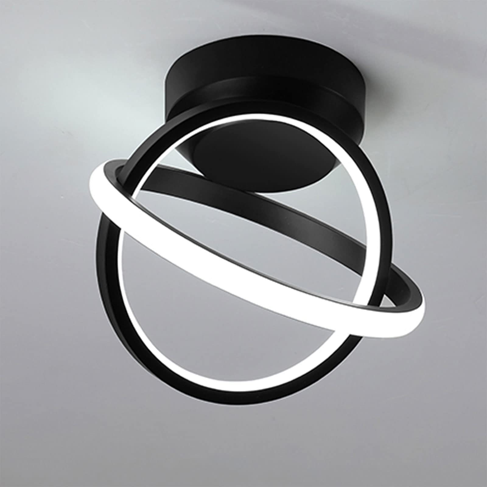 CANEOE Black Led Ceiling Light, 6000K Modern LED Ceiling Lighting Fixtures, Metal Creative Design Ceiling Lamp for Living Room Bedroom Corridor Aisle Hallway Indoor Ceiling Lamp (Cool White)