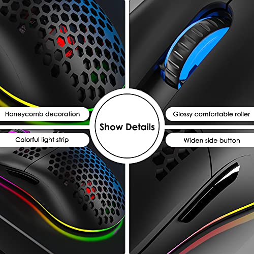 60% Gaming Keyboard and Mouse Combo with Wired RGB Backlight Mechanical Keyboard,12000 DPI Lightweight Gaming Mouse,Gaming Mouse pad for PC Gamers and Xbox and PS4 Users (Black)