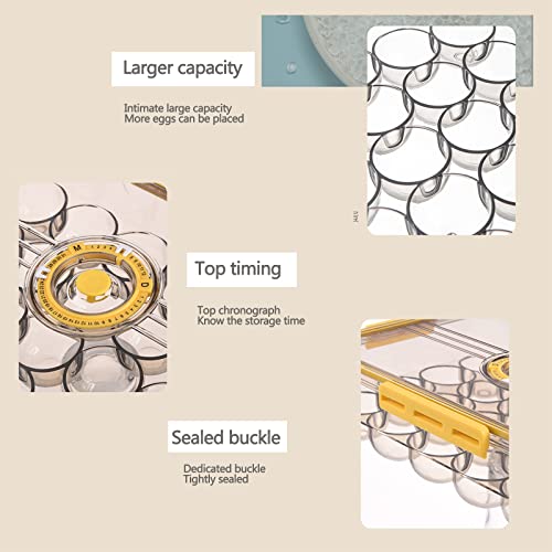 Clear Egg Tray Storage Box,Egg Holder With Lid And Special Buckle,Stackable PET Plastic Refrigerator Organizer Bins,Grey-24pieces