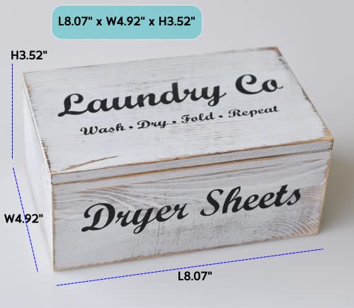 Dryer Sheet Holder For Laundry Room - Farmhouse Dryer Sheet Box With Lid, Rustic Wooden Dryer Sheets Container For Fabric Softener Sheets For Farmhouse Laundry Room Decor And Storage