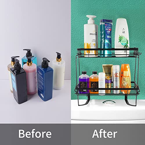 petisal Over The Toilet Storage, 2-Tier Bathroom Organizer Shelves, Multifunctional Toilet Rack,Space-Saving Storage,Bathroom Decor,Bathroom Furniture(Black)