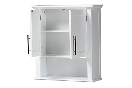 Baxton Studio Turner White Finished Wood 2-Door Bathroom Wall Storage Cabinet