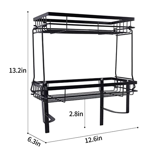 petisal Over The Toilet Storage, 2-Tier Bathroom Organizer Shelves, Multifunctional Toilet Rack,Space-Saving Storage,Bathroom Decor,Bathroom Furniture(Black)