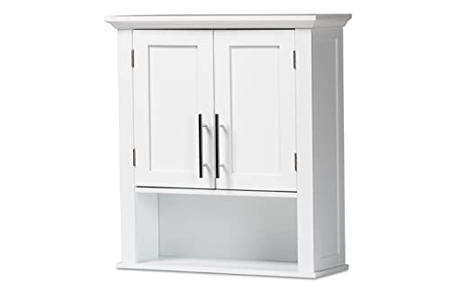 Baxton Studio Turner White Finished Wood 2-Door Bathroom Wall Storage Cabinet