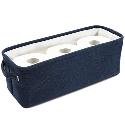 Juvale Dark Blue Fabric Storage Bin for Home and Bathroom (16 x 6 x 5.5 Inches)