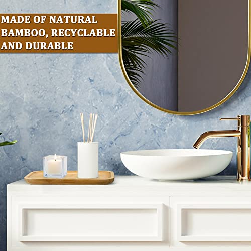 2 Pcs Bamboo Tray Bathroom Counter Tray Bathroom Tray Organizer Bamboo Toothbrush Holder Bathroom Counter Decor, 11.4 x 6.3 x 0.8 Inches, 9.8 x 5.5 x 0.8 Inches
