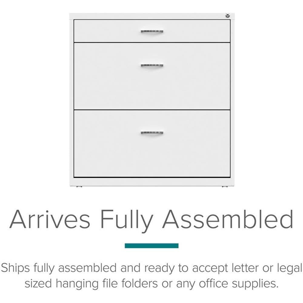 Hirsh Industries Space Solutions 30" W Metal 3 Drawer Home Office File Cabinet White