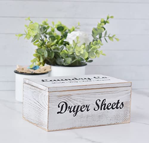 Dryer Sheet Holder For Laundry Room - Farmhouse Dryer Sheet Box With Lid, Rustic Wooden Dryer Sheets Container For Fabric Softener Sheets For Farmhouse Laundry Room Decor And Storage