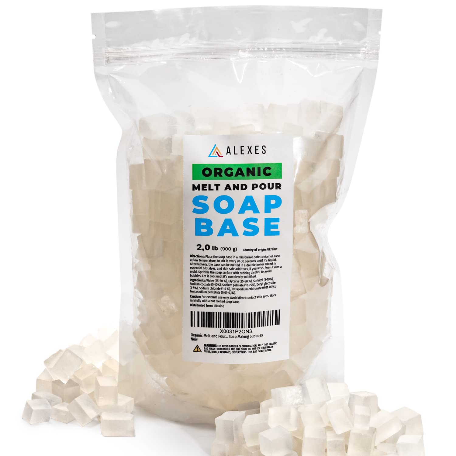 Organic Melt and Pour – ALEXES 2 lb Soap Base for Soap Making – Unscented – Soap Making Supplies