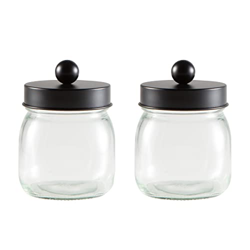 Mason Jar Bathroom Accessories Set β 5-Piece Bathroom Set with Toothbrush Holder, Soap Dispenser, Canister, and 2 Small Jars by Lavish Home (Black)