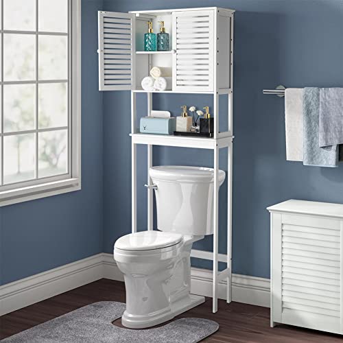 Over The Toilet Storage Cabinet, Bathroom Shelf Over The Toilet, Over Toilet Bathroom Organizer, White Bathroom Cabinet Storage Organizer Toilet Rack Shelf, Freestanding, with Adjustable Shelf