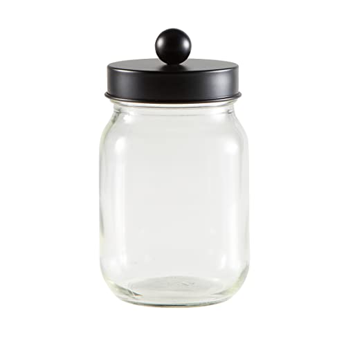 Mason Jar Bathroom Accessories Set β 5-Piece Bathroom Set with Toothbrush Holder, Soap Dispenser, Canister, and 2 Small Jars by Lavish Home (Black)