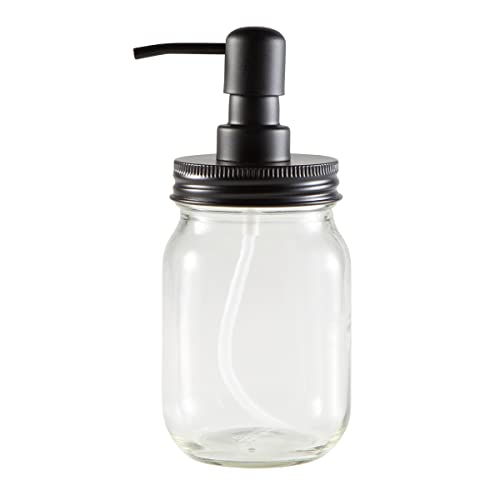 Mason Jar Bathroom Accessories Set β 5-Piece Bathroom Set with Toothbrush Holder, Soap Dispenser, Canister, and 2 Small Jars by Lavish Home (Black)