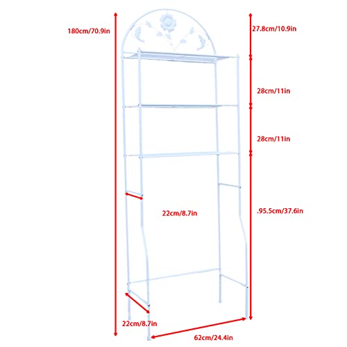 3-Tier Over-The-Toilet Storage Rack, Iron Space Saver Organizer Rack Stable Freestanding Anti-Tilt Shelf Bathroom Organizer Shelf Toilet Stands, 70.9x24.4x12.6 Inch (White)