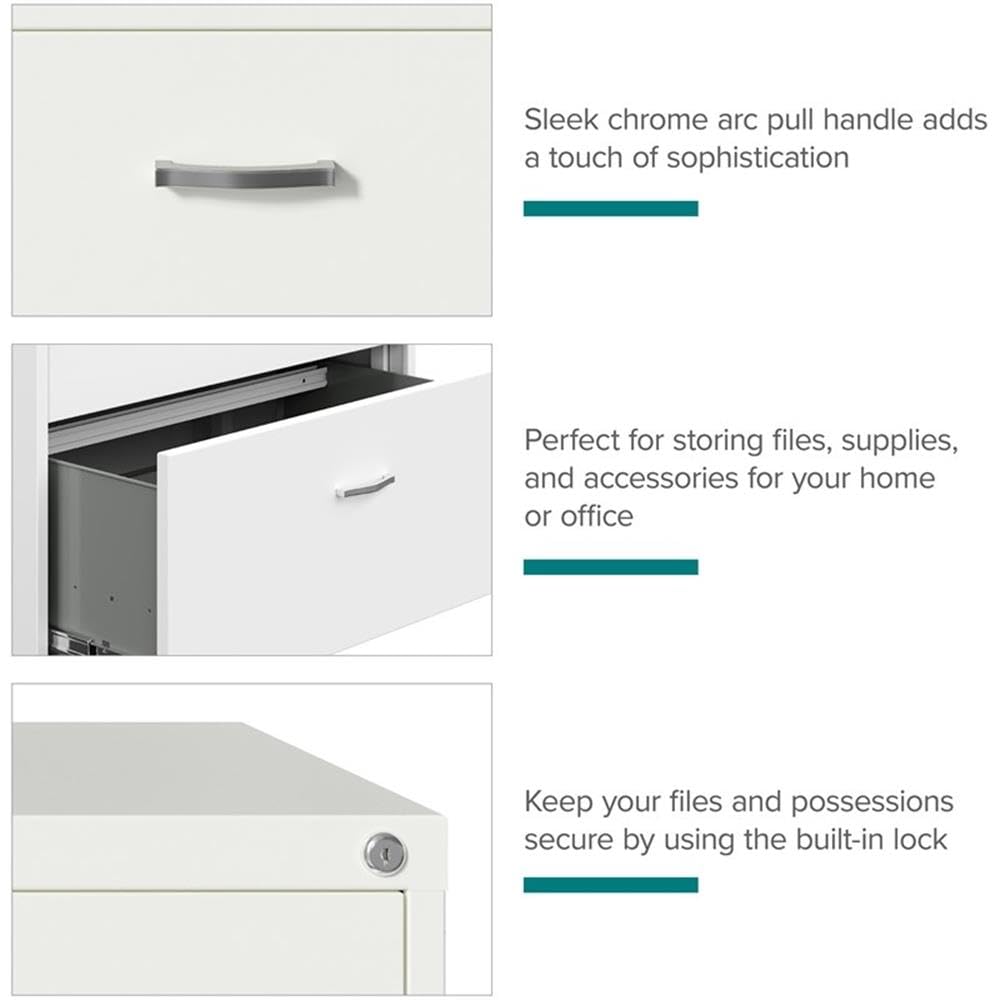 Hirsh Industries Space Solutions 30" W Metal 3 Drawer Home Office File Cabinet White