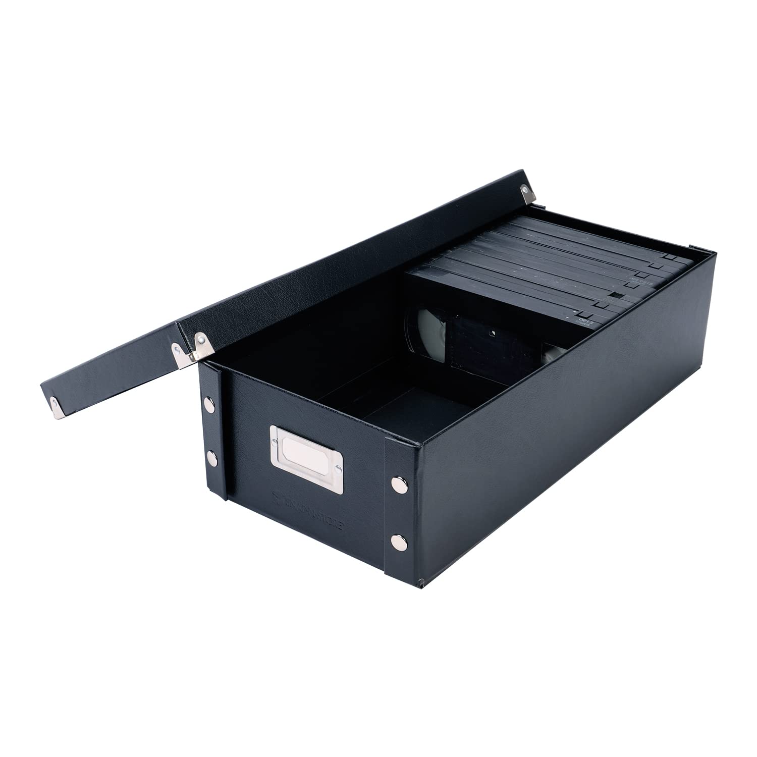Snap-N-Store VHS Storage Box - Pack of 2 - Durable Movie Organizer Set with Lids - Boxes Hold up to 30 VHS Tapes - Black