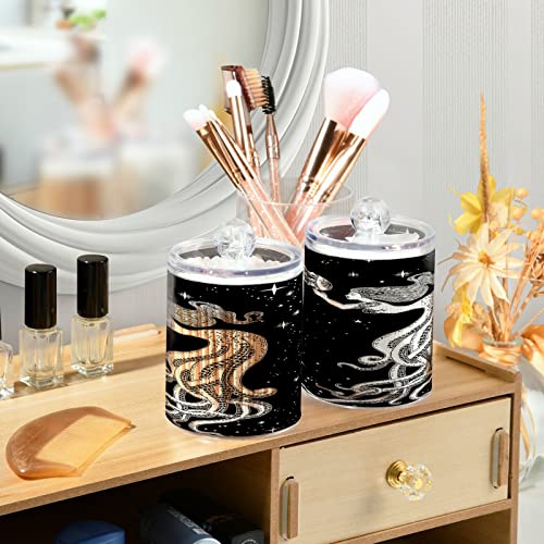 Blueangle 2 Pack Mermaid Octopus Qtip Holder Dispenser for Cotton Ball, Cotton Swab - Plastic Apothecary Jar Set for Bathroom Canister Storage Organization(1151)