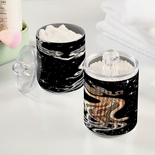 Blueangle 2 Pack Mermaid Octopus Qtip Holder Dispenser for Cotton Ball, Cotton Swab - Plastic Apothecary Jar Set for Bathroom Canister Storage Organization(1151)
