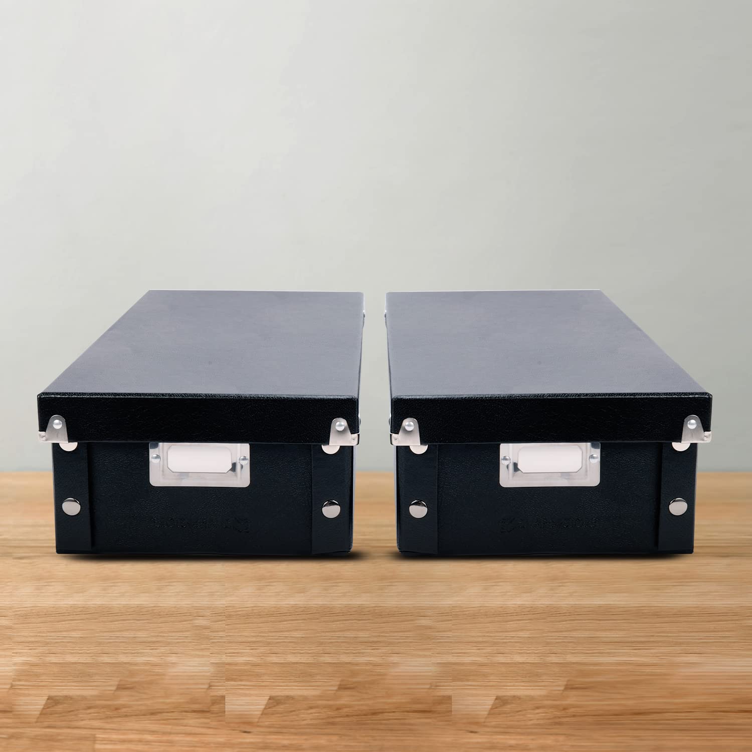 Snap-N-Store VHS Storage Box - Pack of 2 - Durable Movie Organizer Set with Lids - Boxes Hold up to 30 VHS Tapes - Black