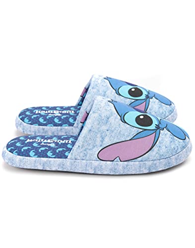 Disney Lilo and Stitch Slippers Womens Ladies Slip On Blue House Loafers 7/8 US