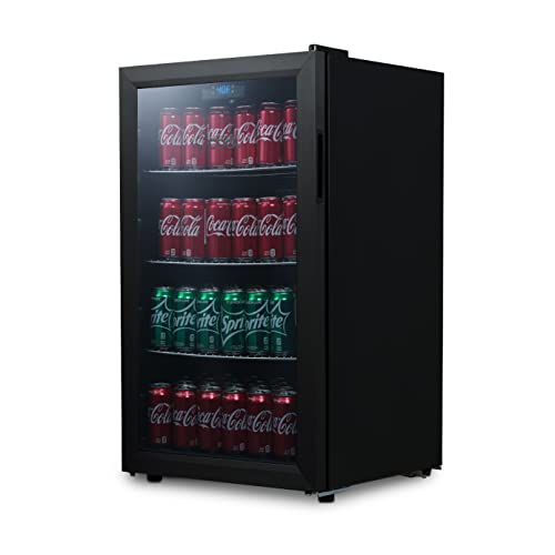 Commercial Cool Beverage Cooler, 3.6 Cu. Ft. Capacity, Drink Fridge with 3 Adjustable Shelves & Temperature Control, Mini Beverage Fridge Holds up to 109 Cans