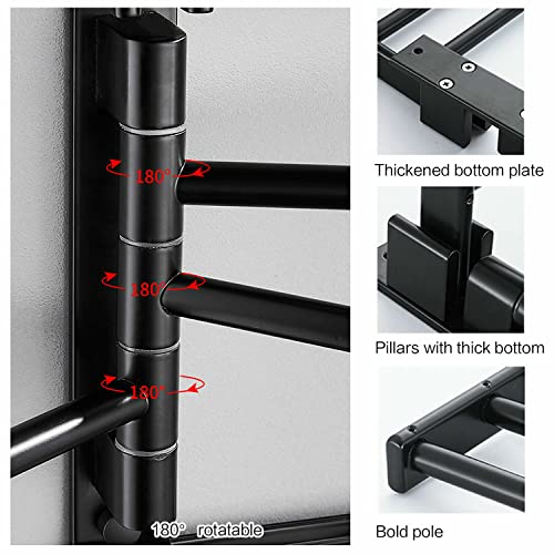 uyoyous Towel Rack for Bathroom 23.6 Inch Clothes Drying Rack with Foldable Towel Shelf and Swing Arms Aluminum Rustproof Wall Mount Laundry Room Organizer Load 45 lbs