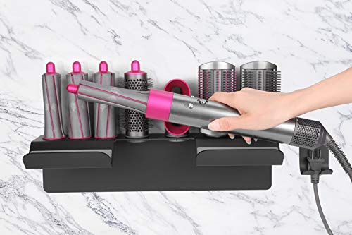 EUTRKei Storage Holder for Dyson Airwrap Curling Iron Accessories Wall Mounted, Metal Organizor Rack, Attachments Bracket Rack for Bedroom Bothroom, Black