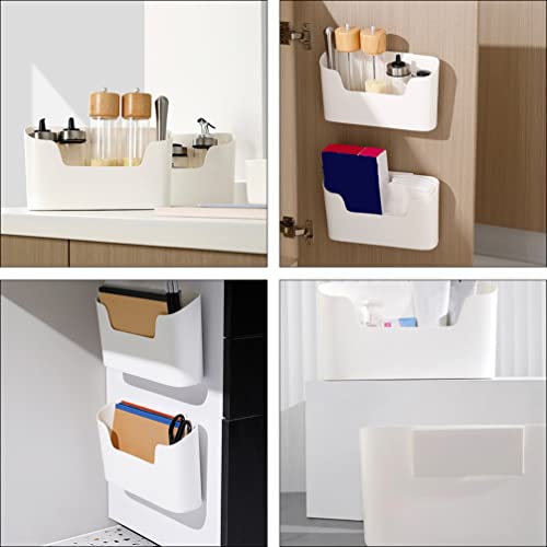 Hanging Storage Box Wall Mount: White Sundries Holder Self Adhesive Wall Organizer Punch Free Shelf Holder for Phone Reading Glasses Remote Control Remote Control Holder