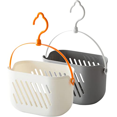 Kichvoe Shower Caddy Hanging 2Pcs Plastic Hanging Storage Basket Hanging Shower Caddy Kitchen Ginger Garlic Vegetable Organizer Basket with Hook for Bathroom Kitchen Bath Toy Storage