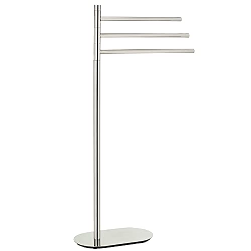kela Free Standing Towel Rack Stand - Three Tier Organizer for Bath and Hand Towels - Study by Weight - Elegant by Design - Glossy Stainless Steel