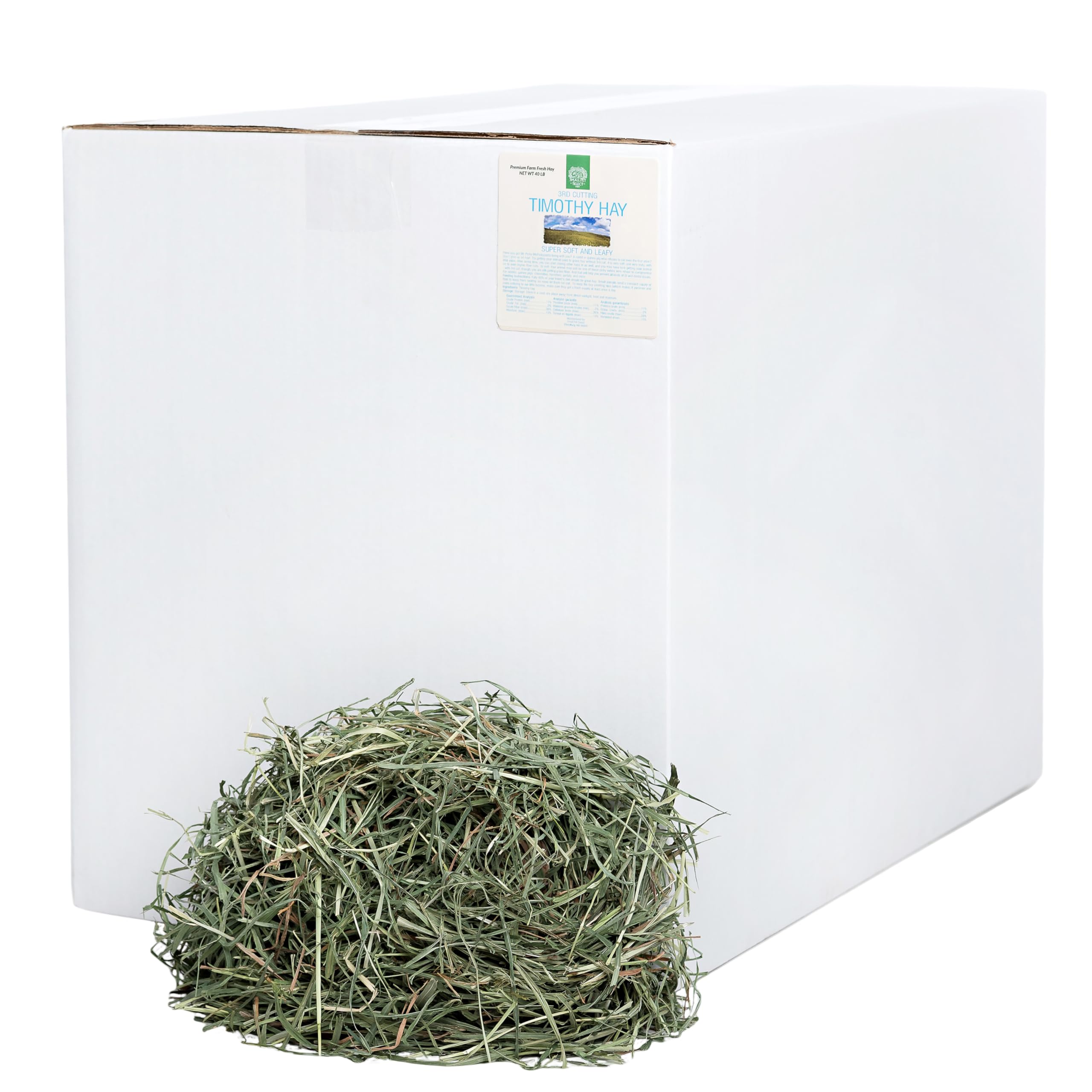Small Pet Select 3rd Cutting Super Soft Timothy Hay Pet Food for Picky Eaters, Rabbits, Guinea Pigs, and Other Small Animals, Easy to Store Box, 40 LB