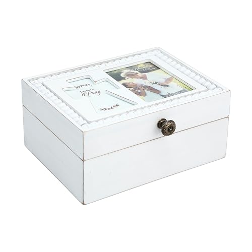 Pavilion - Take Time To Pray - 6.5" long x 5" wide x 3" tall Prayer Box Decorative Keepsake Storage Bin 2.25" x 3.25" Wallet Photo Holder Jesus God Lover Religious Friend Gift Present