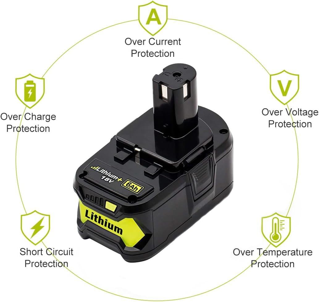 VIRSHX BATT 2Pack 18V 6.0Ah Battery Replacement Compatible with Ryobi 18V Lithium-ion Battery P102 P103 P105 P107 P108 P109 Cordless Tool Battery