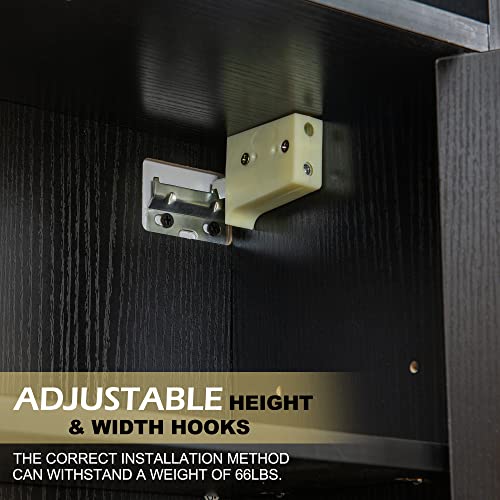 SUNTAGE Bathroom Wall Cabinet, Over Toilet Storage Cabinet w/2 Towel Bar, Paper Roll Holder & Adjustable Shelf in 9 Combinations, Medicine Cabinets Ideal for Bathroom, Living Room, Kitchen (Black)