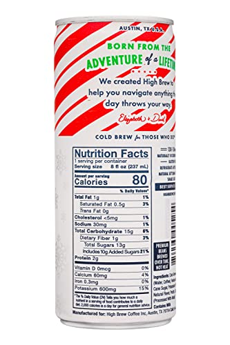 High Brew Coffee, Cold Brew Coffee, Peppermint Mocha, 8 Fl Oz, Ready-To-Drink (Pack of 12)