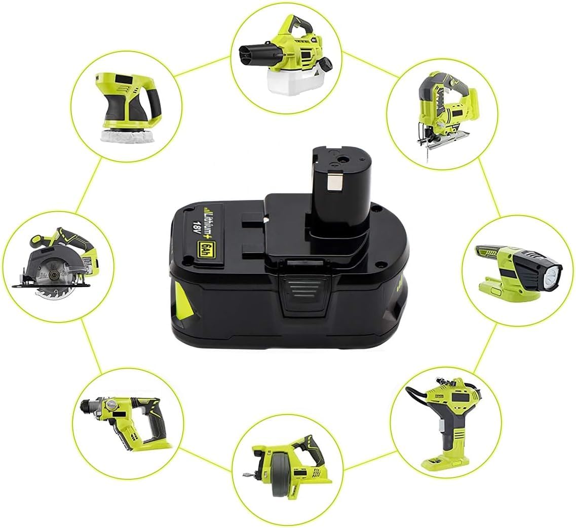 VIRSHX BATT 2Pack 18V 6.0Ah Battery Replacement Compatible with Ryobi 18V Lithium-ion Battery P102 P103 P105 P107 P108 P109 Cordless Tool Battery