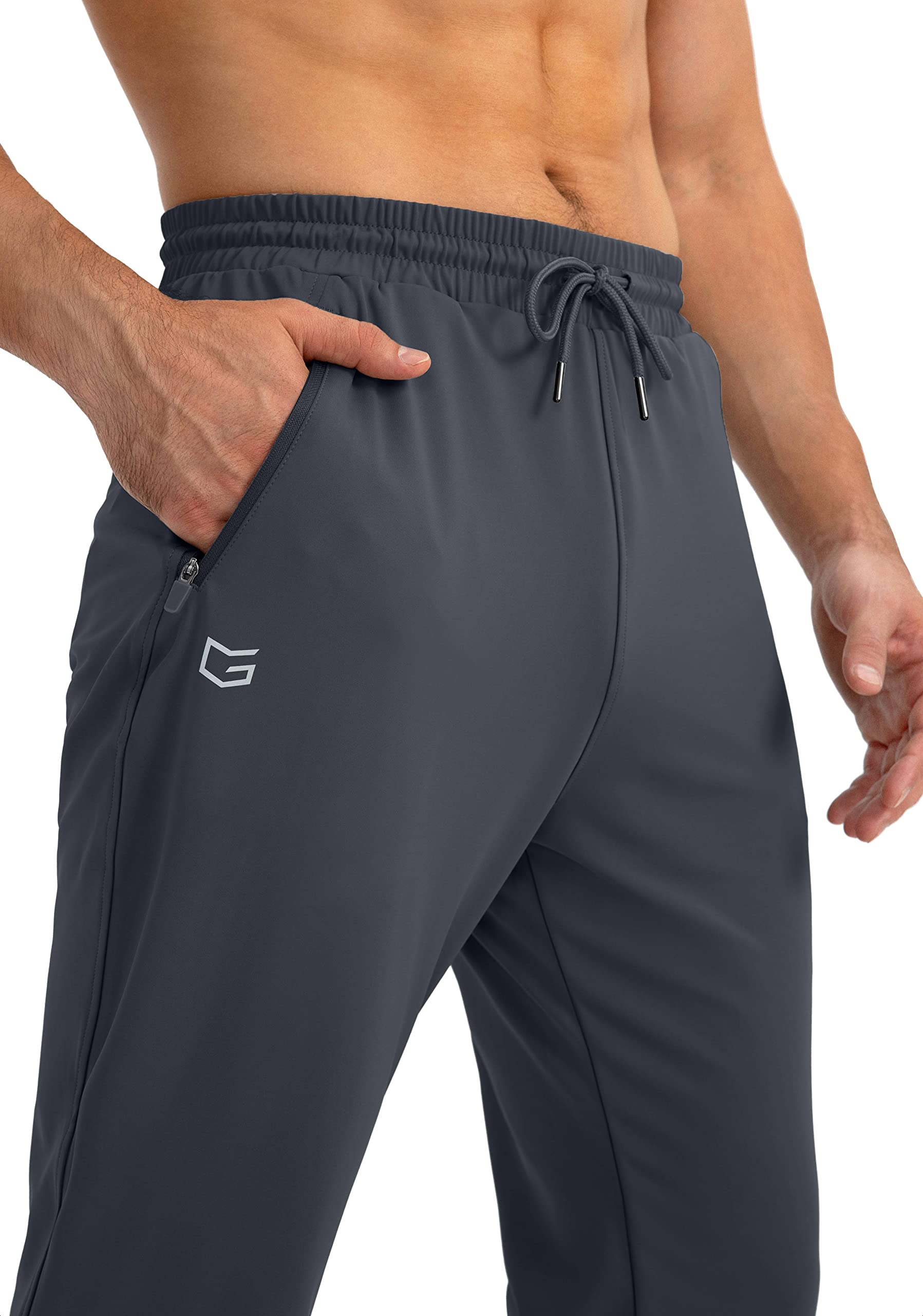 G Gradual Men's Sweatpants with Zipper Pockets Tapered Joggers for Men Athletic Pants for Workout, Jogging, Running (Grey, X-Large)