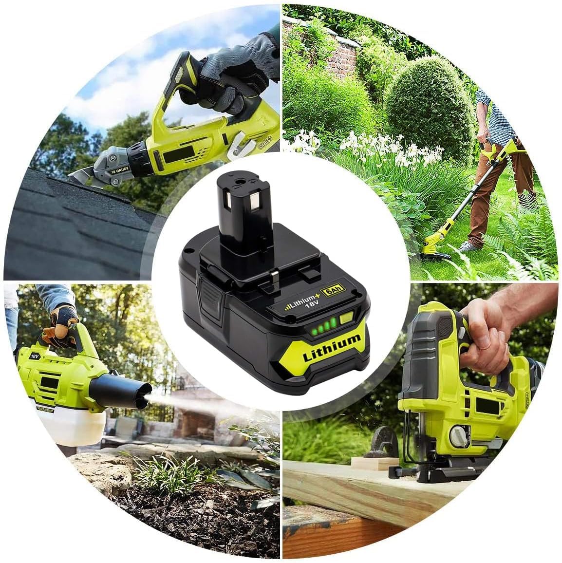 VIRSHX BATT 2Pack 18V 6.0Ah Battery Replacement Compatible with Ryobi 18V Lithium-ion Battery P102 P103 P105 P107 P108 P109 Cordless Tool Battery